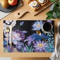 Blue Purple Colorful Lotus Cotton Linen Placemats Set of 12, Vintage ...