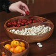 YongCo Wood Divided Servings Tray Dinner Platters Round Snacks Tray Dry ...