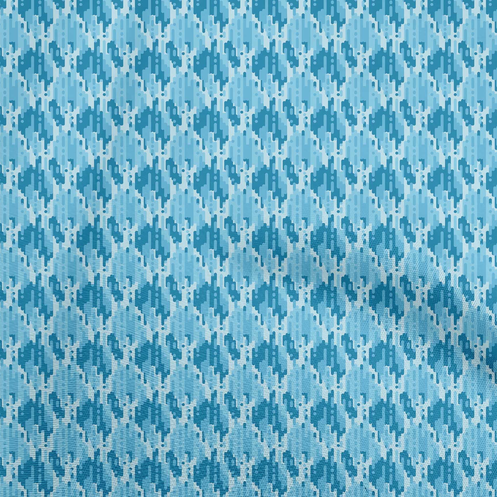oneOone Cotton Poplin Turquoise Blue Fabric Abstracts Quilting Supplies ...