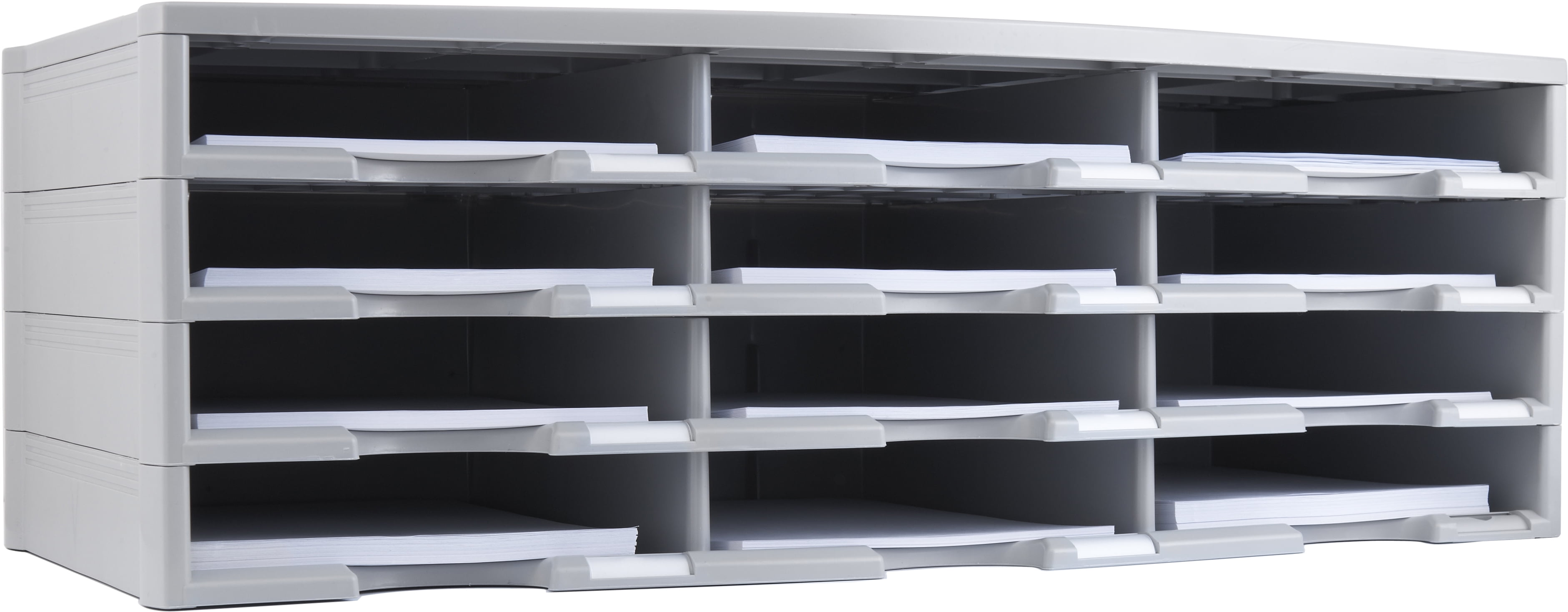 Storex Plastic 12-Compartment Countertop Literature Organizer, Gray ...