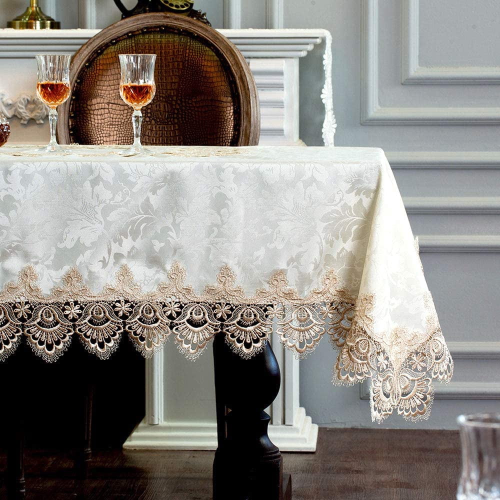ZXNYH Lace Table Cloths Oval Fall Antique Flower Decor Macrame ...