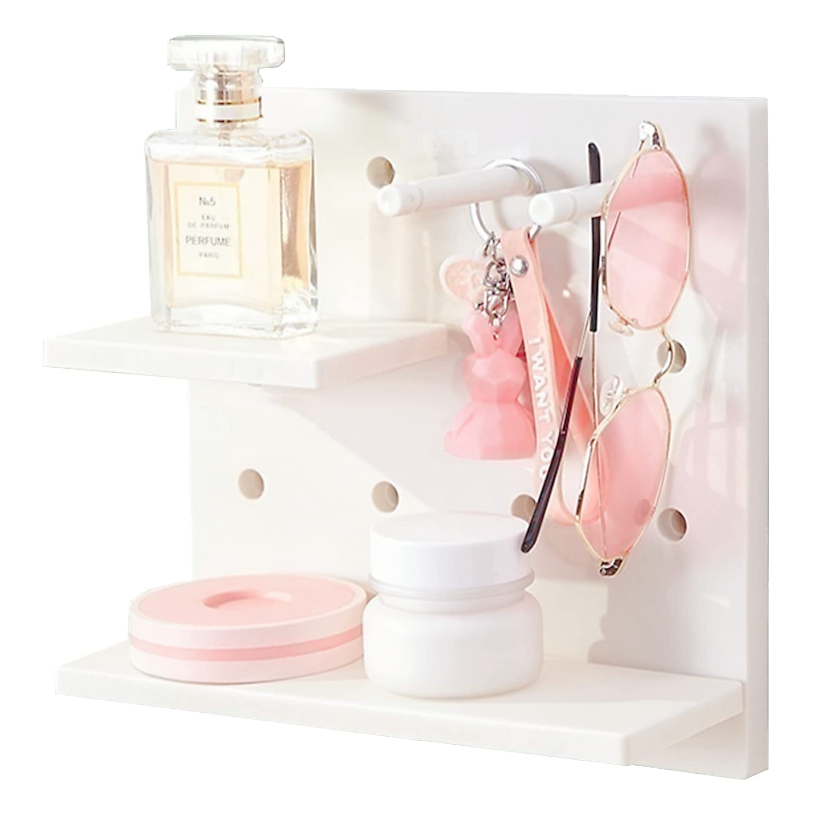 Pegboard Shelf Set with Hooks,Small Plastic Floating Shelves Wall ...