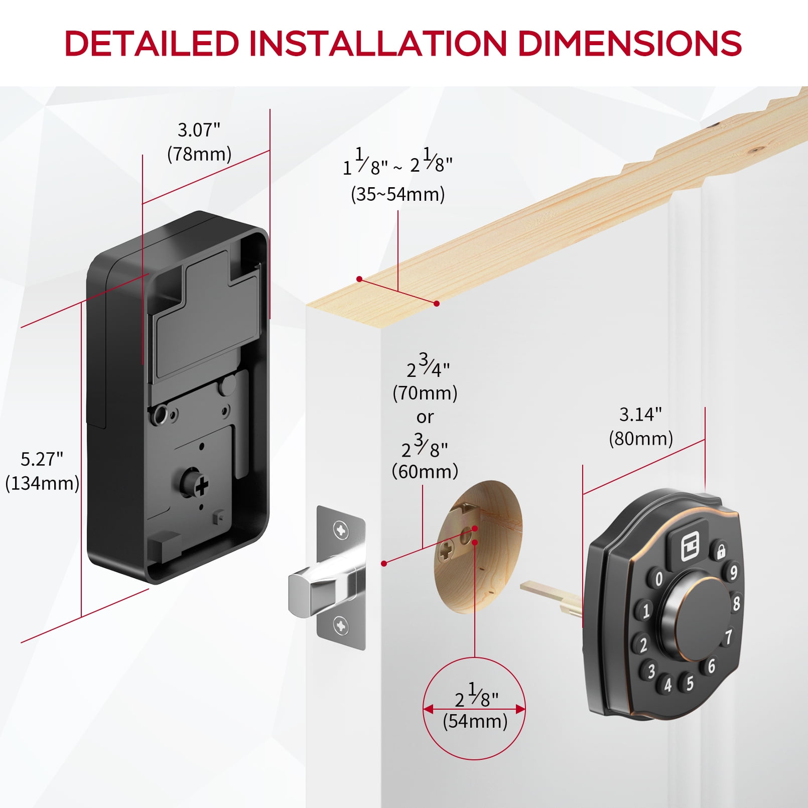 Buy Smart Door Lock, Geek 4-in-1 IP65 Waterproof Anti-Fog Keyless Entry ...