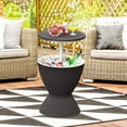 3 in 1 Cool Bar Table Beer and Wine Cooler Rattan Patio Bar Tables ...