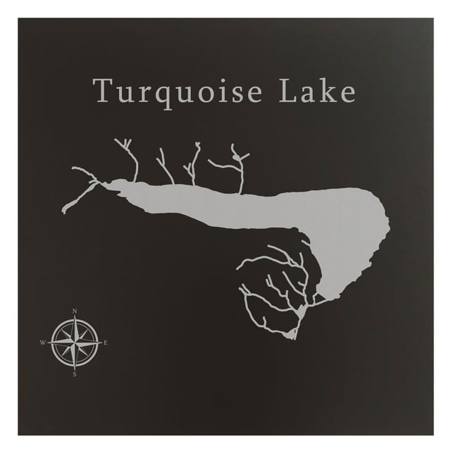 Turquoise Lake Map 12x12" Black Metal Wall Art Office Decor Gift ...