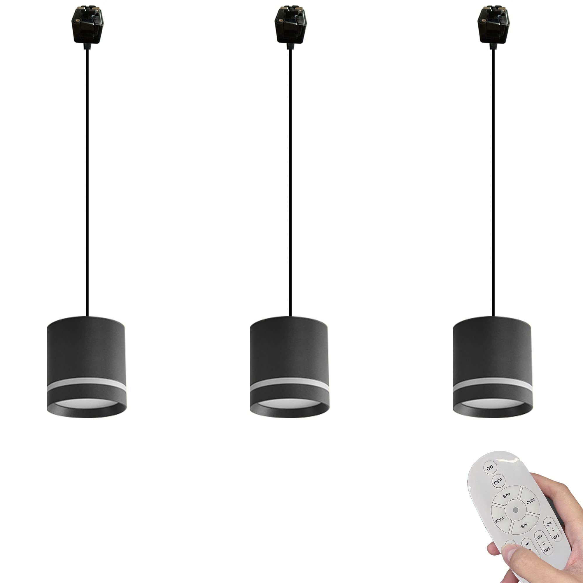 FSLiving Remote Control 7W LED Track Linear Look Black Pendant Lights J ...