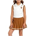 BXJX Girls Outfit Sets 2 Piece, Short Sleeve School Uniform Knitted ...