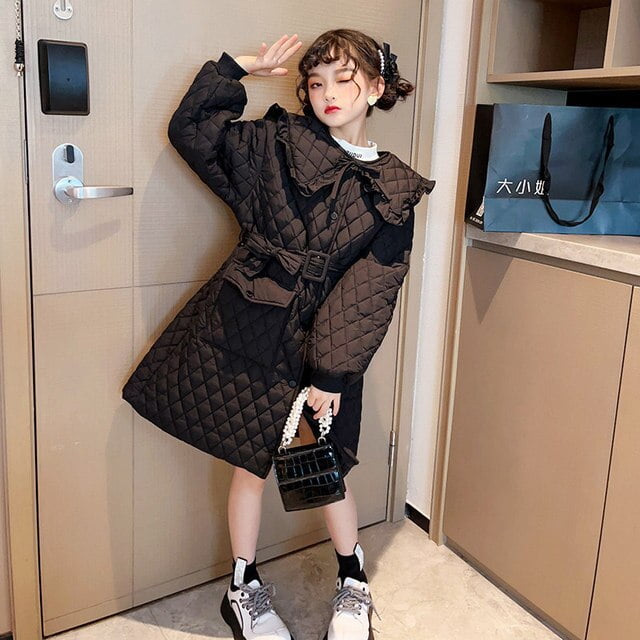 Teen Girls Long Jackets 5-14 Years Kids Winter Warm Cotton Trench Coats ...