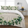 4 Piece Duvet Cover Set Twin, Spring Pastoral Green Leaves on Linen ...