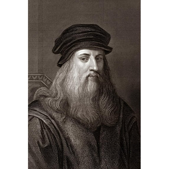 Leonardo Da Vinci Portrait Sepia Etching Realism Artwork Human Davinci ...
