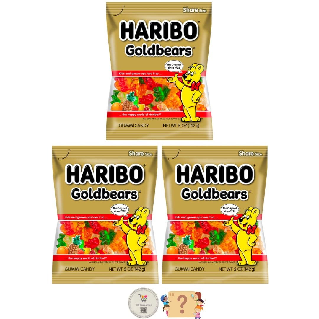 Haribo Gummi Candy - Soft & Chewy Delicious Gummies, Pack of 3 5 oz ...