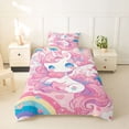 Aikeke Kawaii Unicorn Twin Duvet Cover, Cartoon Love Heart Rainbow Twin ...