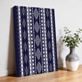 Abstract Stripes Canvas Wall Art for Living Room, Dark Blue Aztec ...