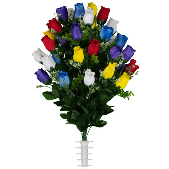 Sympathy Silks Artificial Cemetery Flowers 18" Beauty and Cream Garden ...