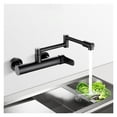 Telescopic Folding Kitchen Faucets Black Brass 360 Rotate Wall Mounted ...