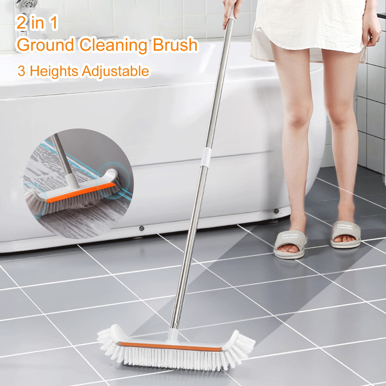 Hesroicy 1 Set Floor Brush Long Handle 45-Degree Angle 3 Heights Non ...