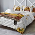 4 Piece Duvet Cover Set Queen, Farmhouse Red Truck Sunflower Soft ...