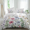 4 Piece Duvet Cover Set Queen, Spring Flower Leaf Butterfly Soft ...