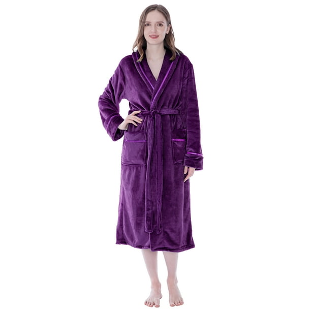 Pavilia Plush Robe For Women Purple Fluffy Soft Bathrobe Lightweight