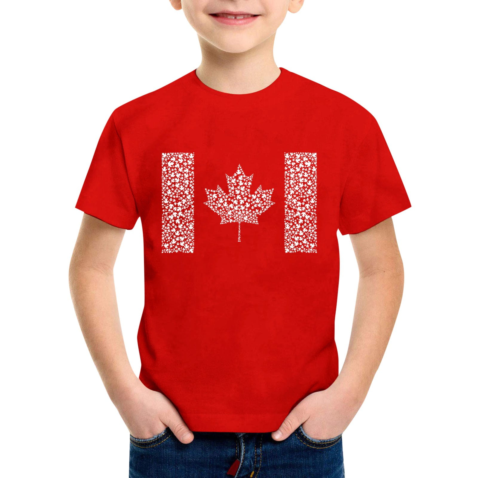 Click here for Quotay Boys T Shirts Canada Day Print Stylish Crew... prices