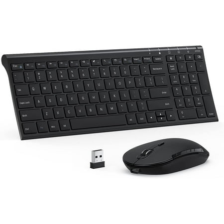 Wireless Keyboard XYCCA Combo, 2.4GHz Ultra Slim Compact Full Size ...