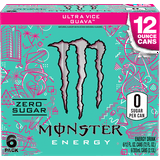 Monster Ultra Vice Guava, Sugar Free Energy Drink, 12 fl oz, 6 Pack ...