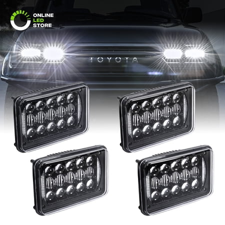 4pc 4x6 LED Sealed Beam Headlight Assembly [9,600 Lumens] [High/Low ...