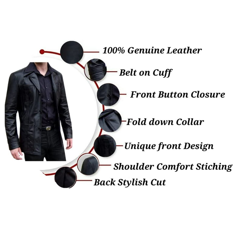 Men's Black Leather Jacket - Vintage Leather Coat - Genuine Men's Black Leather Jacket - Vintage Leather Coat - Genuine