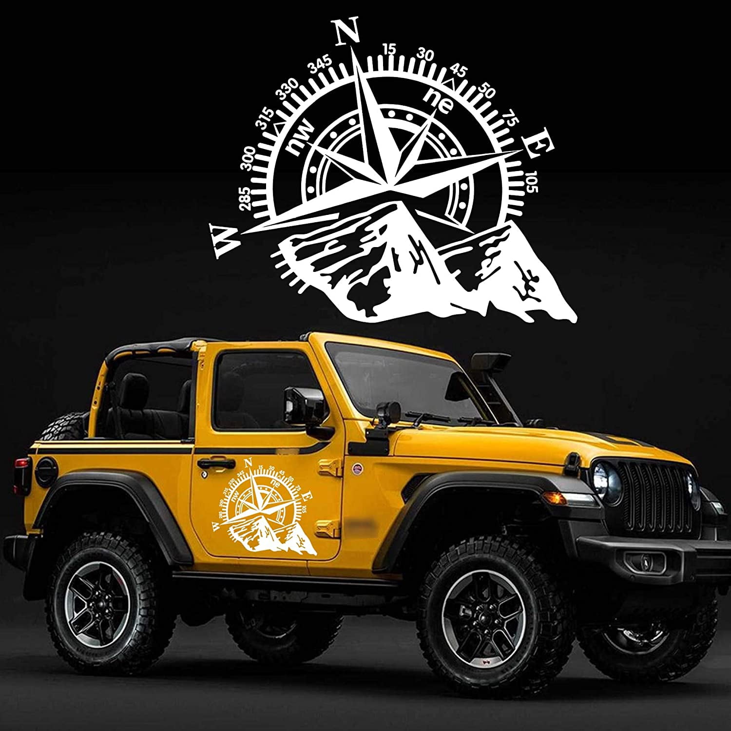 Walbest 18.90" x 13.39" Mountain Compass Stickers Decal for Car Hood ...