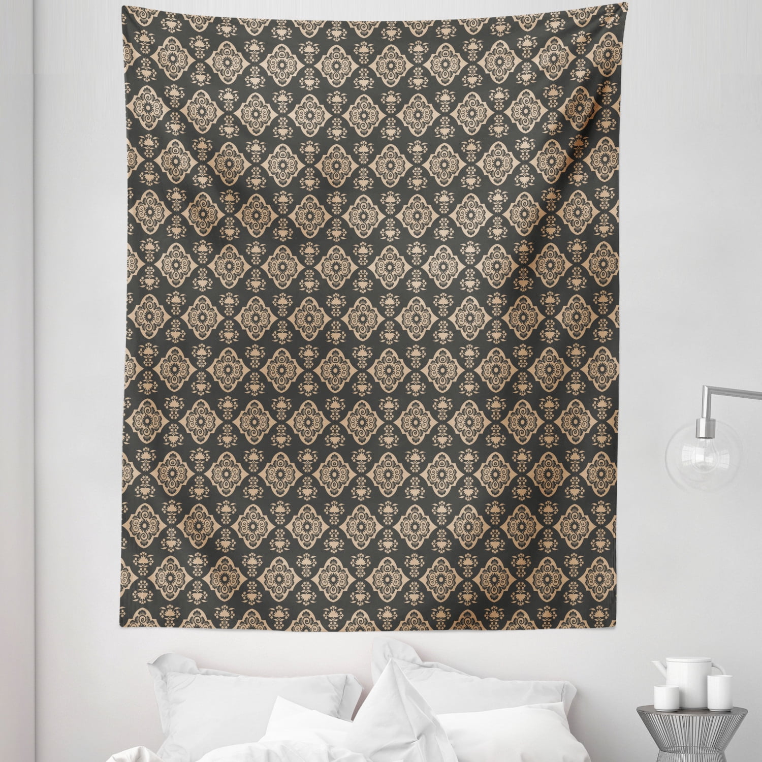 Classical Tapestry, Vintage Damask with Oriental Spiral Curves Leafy ...