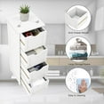White Bathroom Storage Cabinet with 4 Drawers Wooden Freestanding Slim ...