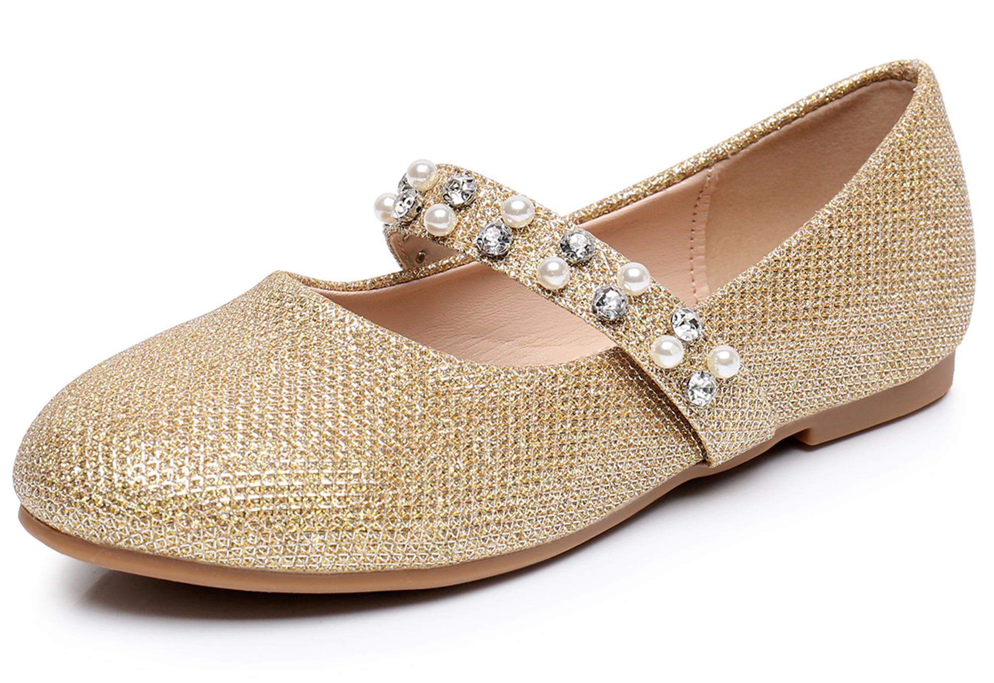 Blikcon Girls Mary Jane Ballerina Flat Shoes Low Heel Princess Flower ...