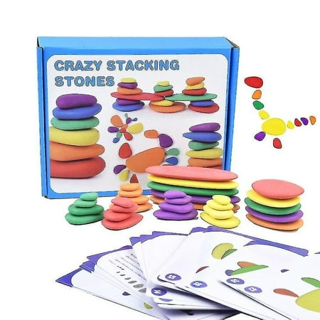 Rainbow Cobblestone Wooden Blocks Crazy Stacking Stone Kids Montessori ...