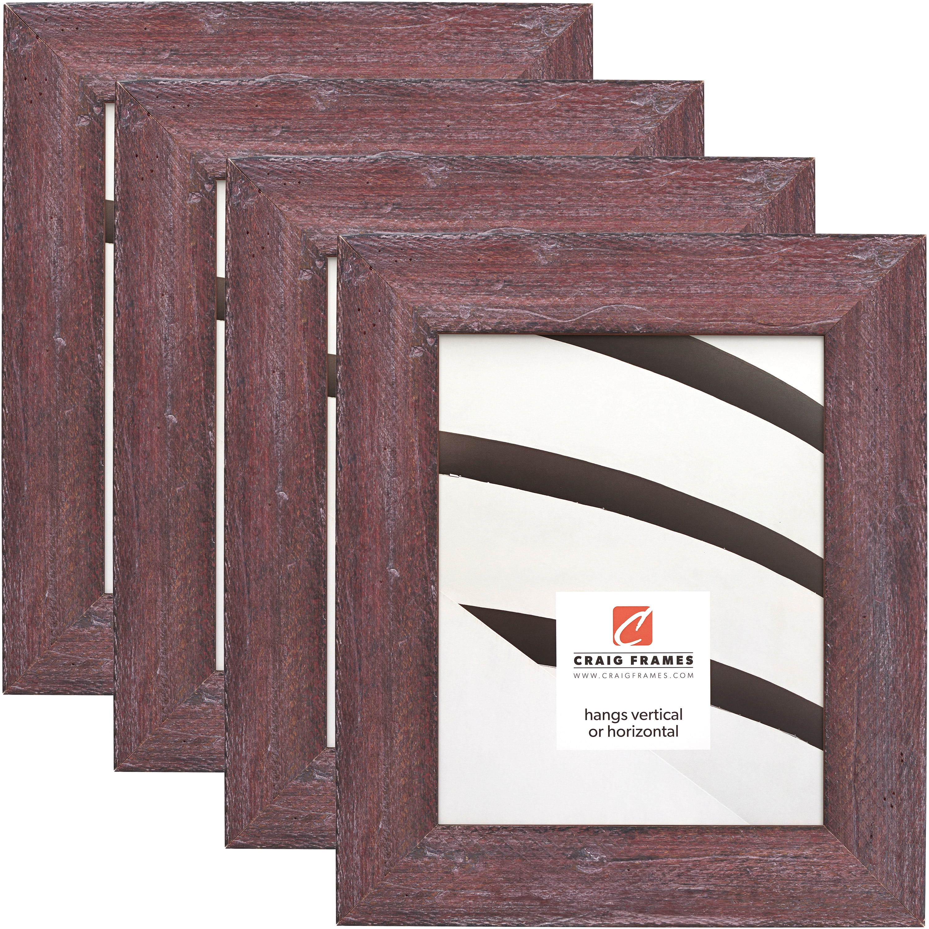 Craig Frames Hatteras, 8x12 inch Picture Frame, Hibiscus Red, Set of 4 ...
