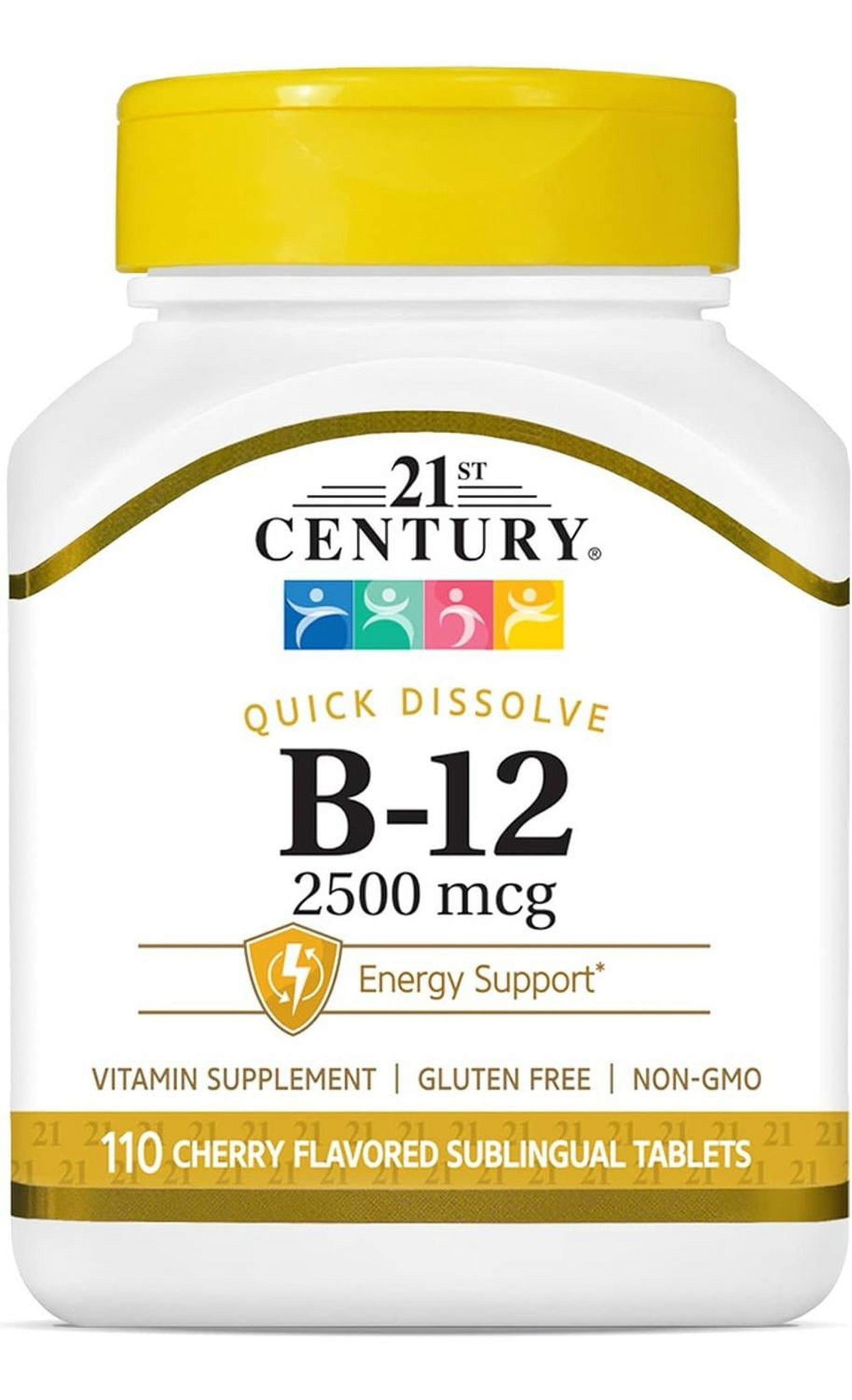 Vitamina B12 Cianocobalamina 2500mcg Sublingual 110 Tabletas 21st ...