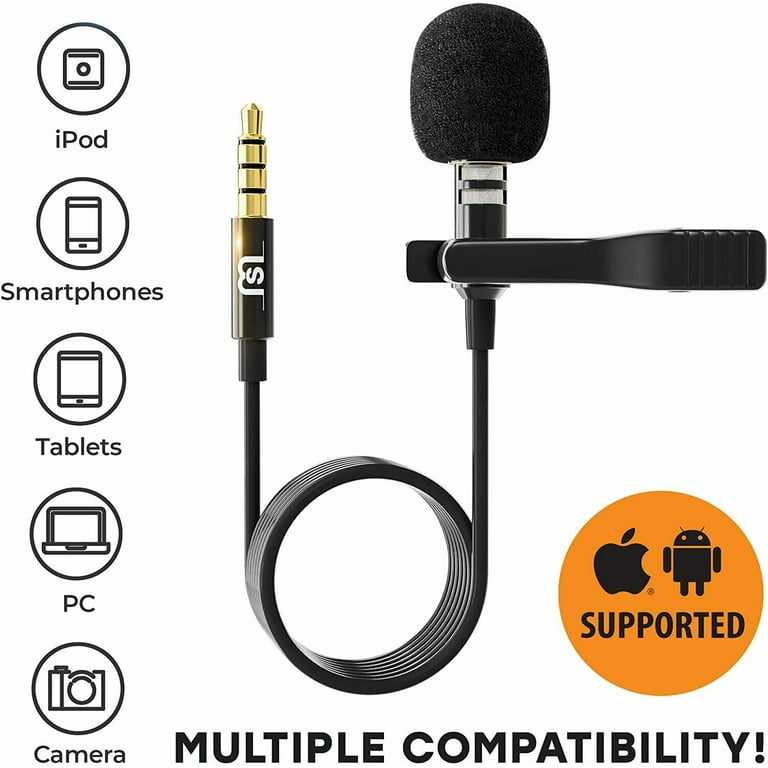 Lavalier Clip-on Omnidirectional Condenser Microphone for Live