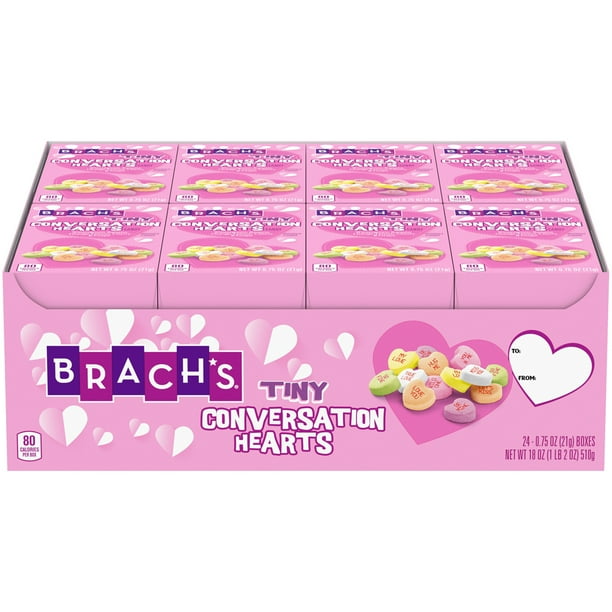 Brach's Tiny Conversation Hearts Boxes Valentine's Candy, 0.75 oz, 24 ...