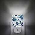 Blue Flowers Plug-in LED Night Lights Abstract Watercolor Art Auto Dusk ...