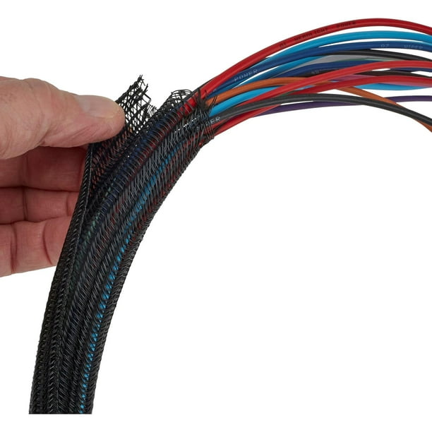 Braided Nylon Split Wire Loom Wrap, 3/4 Inch, 10 Foot Wire Sleeve ...