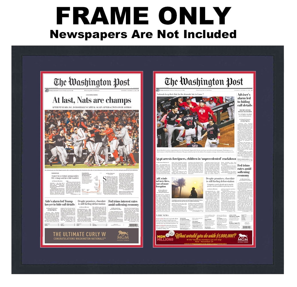 12.5x22 Newspaper Frame - with Navy Blue and Red Double Mat - Made to ...