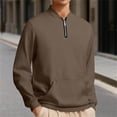 BVnarty Men's Solid Quarter Zip Stand Collar Kangaroo Pocket Sweatshirt ...