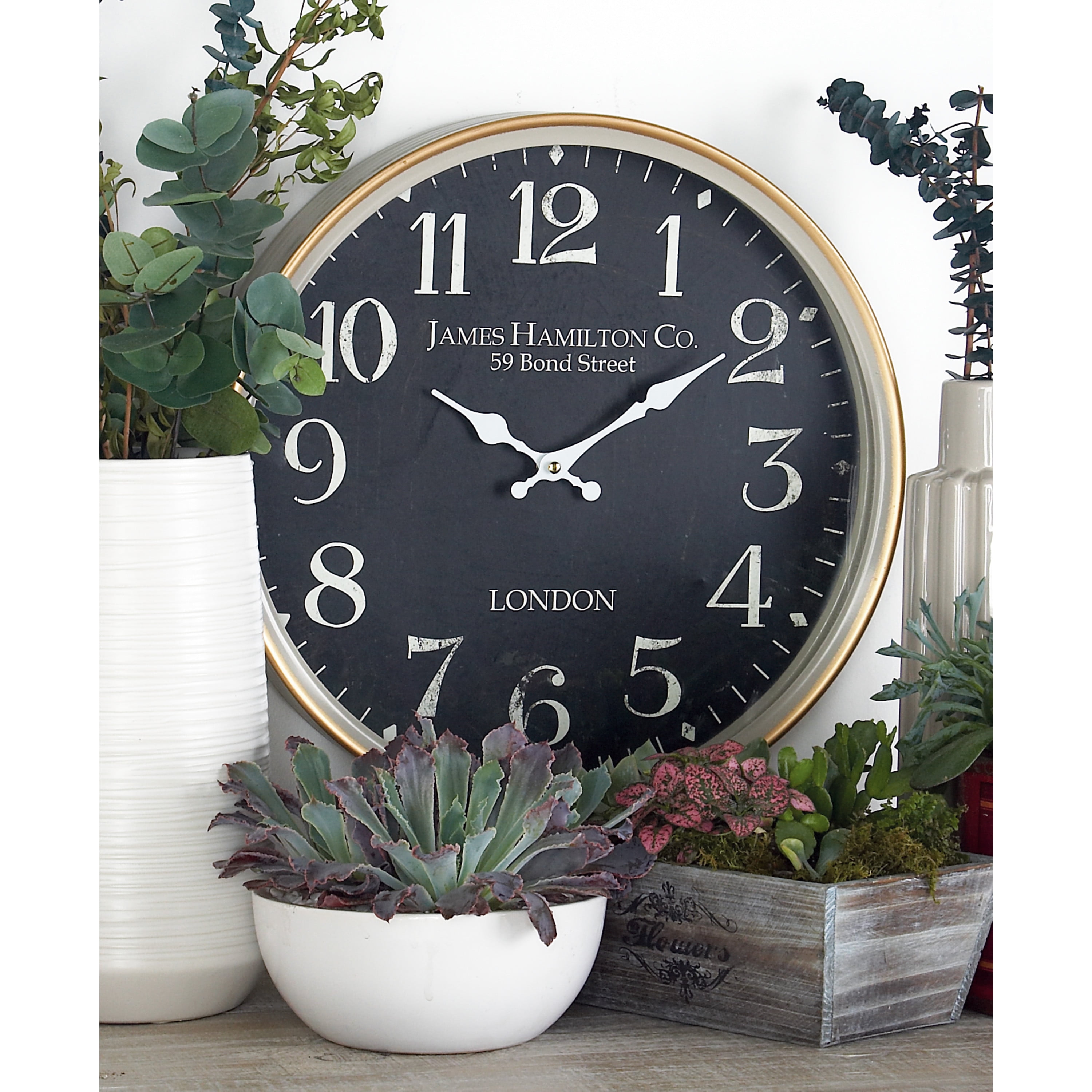 DecMode 16" Black Metal Wall Clock - Walmart.com