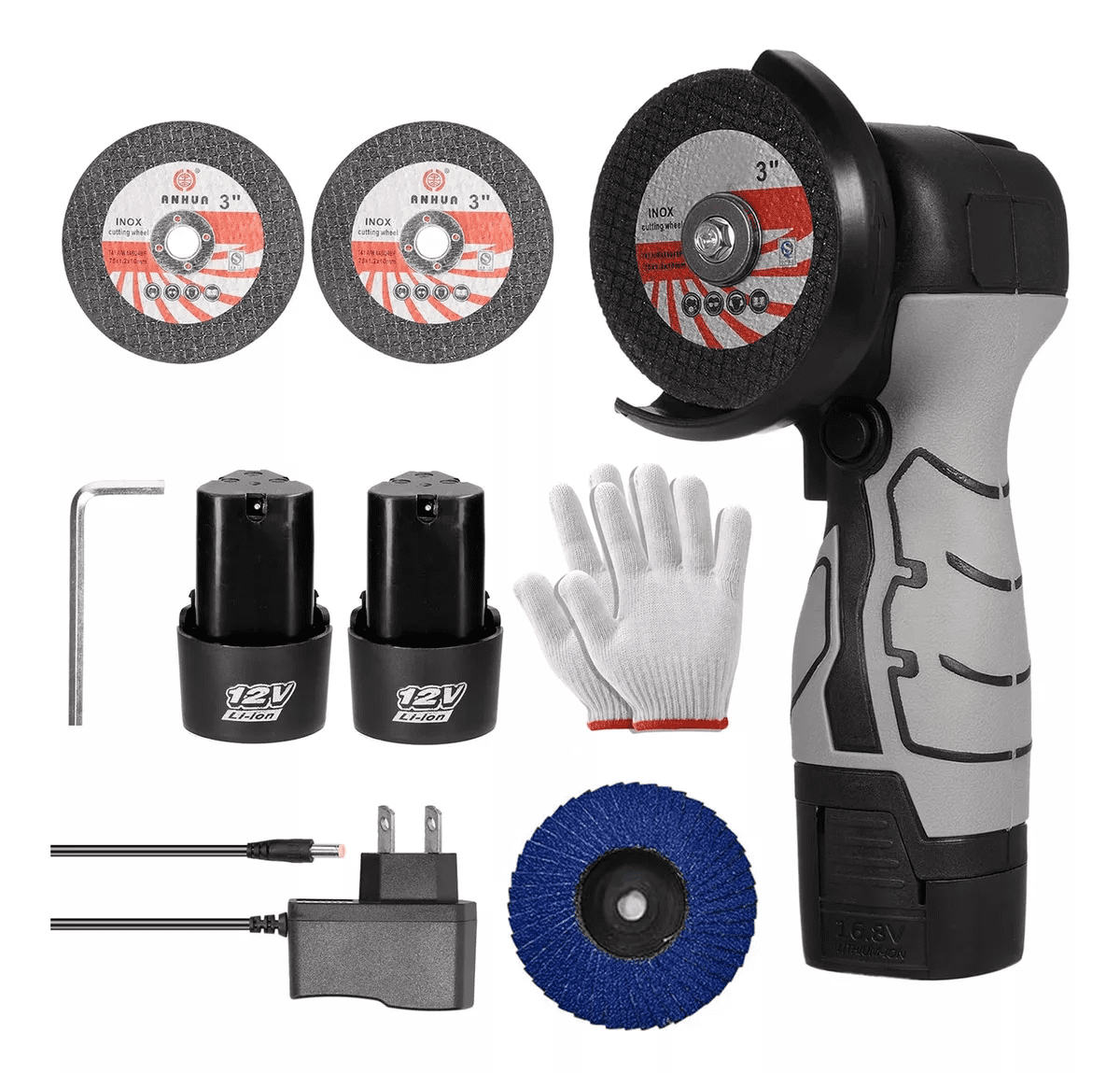 "Mini Esmeril Pulidora Amoladora Angular Inalámbrica 12v Gris ...