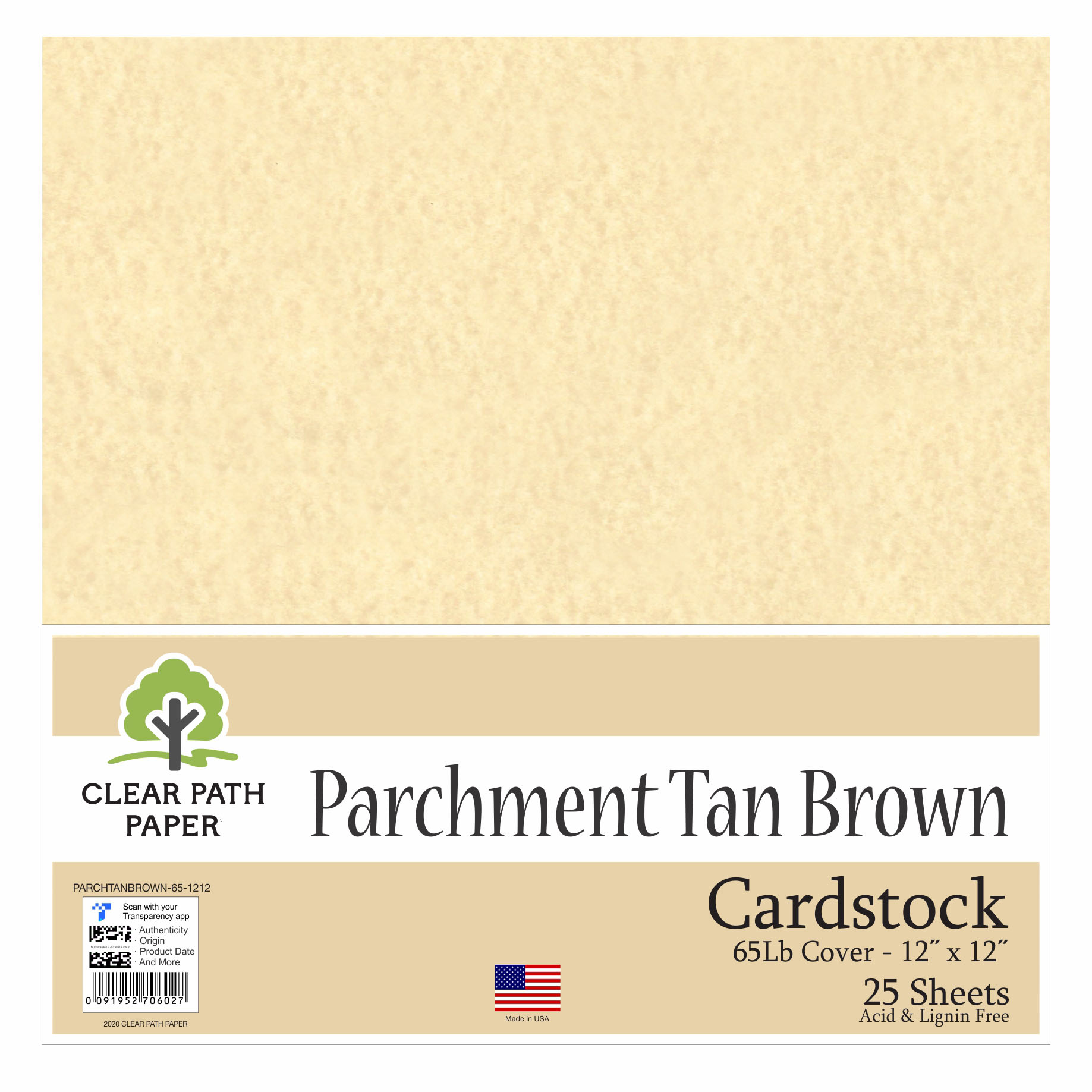 Clear Path Paper Parchment Tan Brown Cardstock, 12x12 Inch, 65Lb, 25 ...