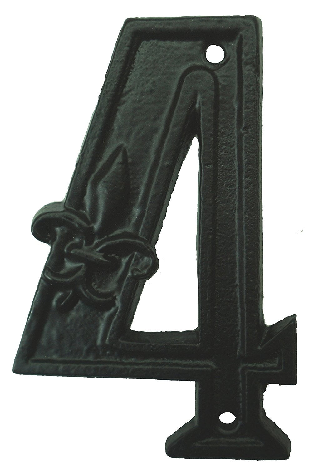 Lulu Decor, Cast Iron House Number 4 Vintage Black Finish with Fleur De ...