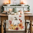 Autumn Harvest Table Runner, Fall White Orange Pumpkin Flowers Rustic ...