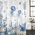 Blue Jellyfish Coastal Shower Curtain Set - Small 36" x 72" Washable ...
