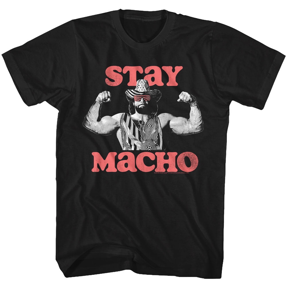 Macho Man Randy Savage 1980's Wrestler Wrestling Stay Macho T-Shirt Tee ...