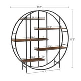 Royard Oaktree Round Bookcases 5-Tier Metal Bookshelf with Open Shelves ...