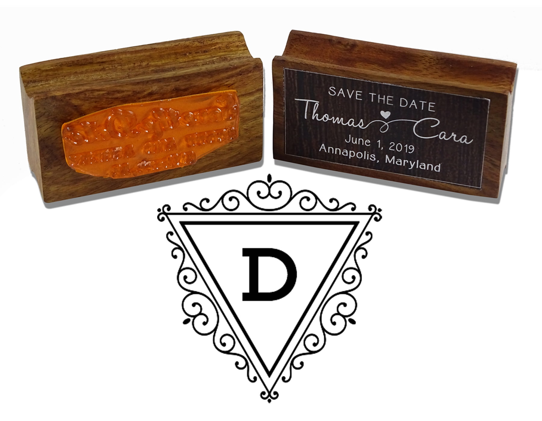 Printtoo Triangle Swirl Border Letter D Inital Uppercase Monogram Wood ...